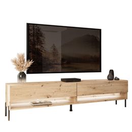 TV-LOWBOARD Schrank CALANTE 180 LOFT cm auf geraden schwarzen Beinen