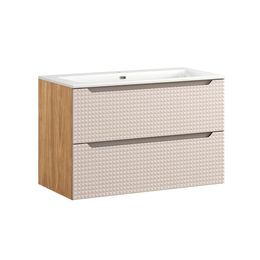 WASCHTISCH 91cm Mallory Beige und Holz