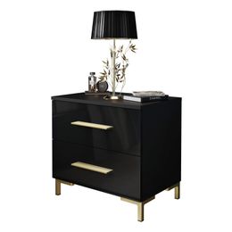 NACHTTISCH LINA GOLD mit Beinen, Hochglanz