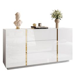 SIDEBOARD MIT SCHUBLADEN ONYX HOCHGLANZ 158 CM PUSH OPEN