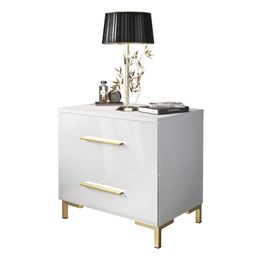 NACHTTISCH LINA GOLD mit Beinen, Hochglanz