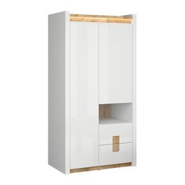 SCHRANK 2 T&uuml;ren Helios Wei&szlig; und Holz