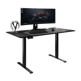 SCHREIBTISCH SPACE GAMING h&ouml;henverstellbar mit Metallbeinen schwarz/schwarz