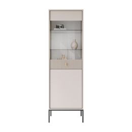 VITRINE MIDNIGHT mit Glast&uuml;r auf Gestell kaschmir