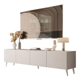 TV-LOWBOARD COLGANTE 200 cm Kaschmir auf Chrom Beinen