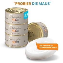 Lucky-Kitty Katzenfutter Maus Pur (10x100g) + Napf GRATIS