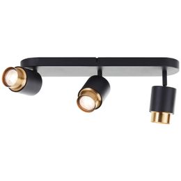 Brilliant Deckenstrahler "Covelo", sand schwarz, matt goldfarben, 3, H: 15cm, 1 Stk., Leuchten, GU10, 3000 K, dimmbar, schwenkbar, schwarz goldfarben, Deckenstrahler