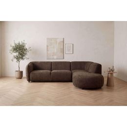 Ecksofa Home Affaire "OSTRUP Rundsofa, L-Form, Naturt&ouml;ne, Boucle oder Chenille", braun, B:273cm H:73cm T:250cm, 100% Polyester, Sofas, Ecksofa, Breite 273 cm, organische Form mit sanften Rundungen