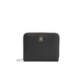 Geldb&ouml;rse Tommy Hilfiger "TH ICON MED ZA W/FLAP", Damen, schwarz, Lederimitat, Kleinlederwaren