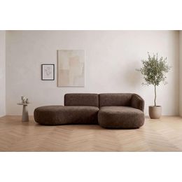 Ecksofa Home Affaire "OSTRUP Rundsofa, L-Form, Naturt&ouml;ne, Boucle oder Chenille", braun, B:278cm H:73cm T:152cm, 100% Polyester, Sofas, Ecksofa, Breite 278 cm, organische Form mit sanften Rundungen