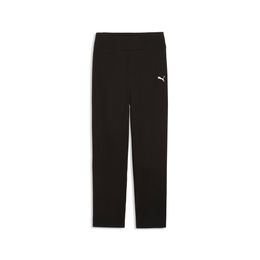 Trainingshose Puma "ESS ELEVATED HIGH WAIST STRAIGHT LEG RIB PANTS G", M&auml;dchen, Gr. 164, N-Gr, schwarz (Puma schwarz), Obermaterial: 62% Polyester, 34% Baumwolle, 4% Elasthan, bedruckt, regular fit normal, Hosen Trainingshose, Regular Fit, sportlicher Stil, hoher Bund, gerades Bein
