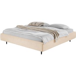 Polsterbett Home Affaire "Lumira, rahmenhohes Design & wahweise &Uuml;berl&auml;nge", sand, B:155cm H:40cm L:215cm, 94% Polyester, 6% Nylon, Betten, Polsterbett, inkl. 7-fache Einlegetiefenverstellung & saugroboterfreundliche H&ouml;he