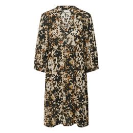 Midikleid Kaffe "Kleid KAhera", Damen, Gr. 42, N-Gr, beige (leopard print), Obermaterial: 100% Viskose LENZING ECOVERO CV LenzEcov., Kleider Midikleid