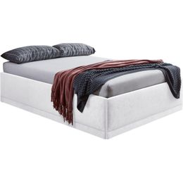 Polsterbett "Texel", wei&szlig;, B:146cm H:34cm L:206cm, Bezug Bett: Veloursstoff 100% Polyester oder Microfaser (100% Polyester);Bonnell-Federkernmatratze: 51% Polypropylen, 39% Polyester und 10% Baumwolle;Kaltschaummatratze: 100% Polyester, Bezug abnehm- und waschbar bis 60C;Kissenbezug: 100% Polyester, F&uuml;llung : 100% Polyester (Hohlfaser), Westfalia Schlafkomfort, Betten, Polsterbett, Standardh&ouml;he mi