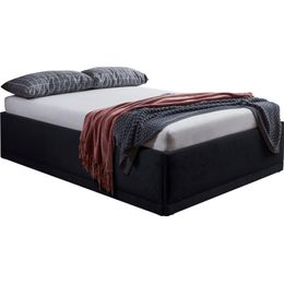 Polsterbett "Texel", schwarz, B:146cm H:34cm L:206cm, Bezug Bett: Veloursstoff 100% Polyester oder Microfaser (100% Polyester);Bonnell-Federkernmatratze: 51% Polypropylen, 39% Polyester und 10% Baumwolle;Kaltschaummatratze: 100% Polyester, Bezug abnehm- und waschbar bis 60C;Kissenbezug: 100% Polyester, F&uuml;llung : 100% Polyester (Hohlfaser), Westfalia Schlafkomfort, Betten, Polsterbett, Standardh&ouml;he