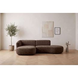 Ecksofa Home Affaire "OSTRUP Rundsofa, L-Form, Naturt&ouml;ne, Boucle oder Chenille", braun, B:278cm H:73cm T:152cm, 100% Polyester, Sofas, Ecksofa, Breite 278 cm, organische Form mit sanften Rundungen