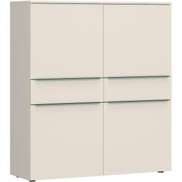 Hochkommode Tom Tailor HOME, light taupe, B:110cm H:126cm T:42cm, Holzwerkstoff, Melamin, Spanplatte, Sideboards, Highboard, Breite 110 cm,4 T&uuml;ren,2 Schubladen, viel Stauraum
