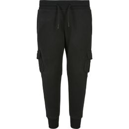 Cargohose Urban Classics "Urban Classics Herren Boys Fitted Cargo Sweatpants", M&auml;dchen, Gr. 122/128, Normalgr&ouml;&szlig;en, schwarz, 80% Baumwolle, 20% Polyester, unifarben, slim fit, Hosen Cargohose