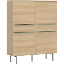 Hochkommode Tom Tailor HOME, light oak, B:110cm H:143cm T:42cm, Holzwerkstoff, Melamin, Spanplatte, Sideboards, Highboard, Breite 110 cm,4 T&uuml;ren,2 Schubladen, viel Stauraum