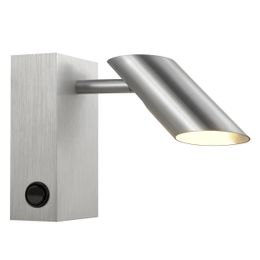 LUMICOUTURE LED Wandstrahler "Risell", aluminium,, holzfarben, 1, H: 12,6cm, 1 Stk., Leuchten, 12,6 x 8,5 x 6 cm, 530 lm 2700 K, schwenkbar, Wippschalter, Aluminium, LED Wandstrahler