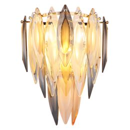 Globo LIGHTING Wandleuchte "ELINOR", goldfarben, 3, H: 34cm, 1 Stk., Leuchten, Wandleuchte Gold, K9 Kristalle Rauch/Champagner/Klar, E14, Wandleuchte