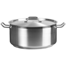 Bratentopf GSW "Le Chef", silberfarben, H:17cm &Oslash;:36cm, T&ouml;pfe, Bratentopf, Topf mit Deckel aus hochwertigem Edelstahl 18/10 in Gastro-Qualit&auml;t