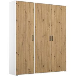 Kleiderschrank Rauch "VOYAGER Garderobe W&auml;scheschrank Schlafzimmer", wei&szlig; (alpinwei&szlig;, eiche artisan, griffe graumetallic), B:140cm H:194cm T:53cm, Holzwerkstoff, Schr&auml;nke, Kleiderschrank, mit 2 modernen Griffvarianten, viel Stauraum MADE IN GERMANY