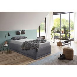 Polsterbett "Texel", grau (anthrazit), B:126cm H:42cm L:206cm, Bezug Bett: Veloursstoff 100% Polyester oder Microfaser (100% Polyester);Bonnell-Federkernmatratze: 51% Polypropylen, 39% Polyester und 10% Baumwolle;Kaltschaummatratze: 100% Polyester, Bezug abnehm- und waschbar bis 60C;Kissenbezug: 100% Polyester, F&uuml;llung : 100% Polyester (Hohlfaser), Westfalia Schlafkomfort, Betten, Polsterbett, Kom