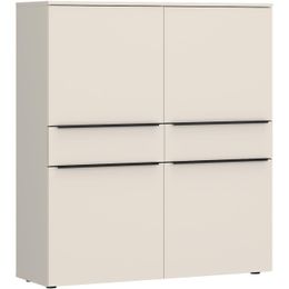 Hochkommode Tom Tailor HOME, light taupe, B:110cm H:126cm T:42cm, Holzwerkstoff, Melamin, Spanplatte, Sideboards, Highboard, Breite 110 cm,4 T&uuml;ren,2 Schubladen, viel Stauraum