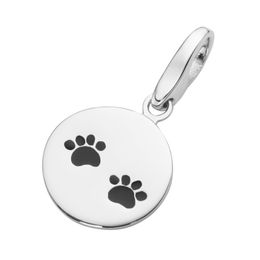 Charm-Einh&auml;nger "runde Platte mit Pfoten, Silber 925", silber, Giorgio Martello MILANO, Charms, Damen, Silber 925 (Sterlingsilber)