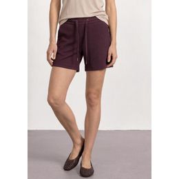 Shorts Street One, Damen, Gr. 40, rustic rouge, Stoff, 59% Polyester, 40% Viskose, 1% Elasthan, unifarben, loose fit ca. Mitte Oberschenkel, Hosen Shorts, mit leichten Crinkles