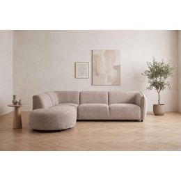 Ecksofa Home Affaire "OSTRUP Rundsofa, L-Form, Naturt&ouml;ne, Boucle oder Chenille", cream, B:273cm H:73cm T:250cm, 100% Polyester, Sofas, Ecksofa, Breite 273 cm, organische Form mit sanften Rundungen
