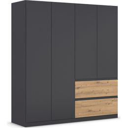 Dreht&uuml;renschrank Rauch "Kleiderschrank Schrank Garderobe COSTA in den Breiten 91/136/181 cm", grau (graumetallic, eiche artisan, eingriffe graumetallic), B:181cm H:197cm T:54cm, Holzwerkstoff, Schr&auml;nke, Dreht&uuml;renschrank, viel Platz, grifflose Front und Push-to-Open Funktion MADE IN GERMANY