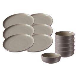 Ritzenhoff & Breker Geschirr-Set RITZENHOFF & BREKER "Fr&uuml;hst&uuml;cksset Jasper 12er Set", grau (taupe), 12, Keramik, Geschirr-Sets, Geschirr-Set, Sp&uuml;lmaschinengeeignet
