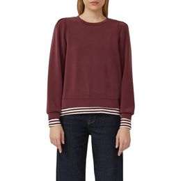 Sweatshirt s.Oliver, Damen, Gr. 40, rot (dunkelrot), Sweatware, Obermaterial: 47% Modal, 41% Polyester, 12% Elasthan, unifarben, regular fit taillenbedeckt, Rundhals, B&uuml;ndchen, Sweatshirts Sweatshirt, mit B&uuml;ndchen