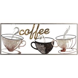Metallbild B&Ouml;NNINGHOFF "KAFFEE 25x61 cm &ndash; Deko modern", gold (farbe bild(er): braun, wei&szlig;, schwarz), B:25cm H:61cm T:3,2cm, Metall, Bilder