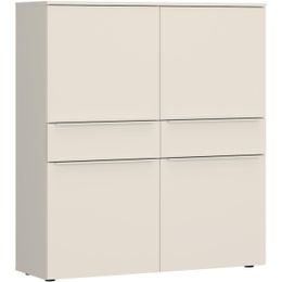 Hochkommode Tom Tailor HOME, light taupe, B:110cm H:126cm T:42cm, Holzwerkstoff, Melamin, Spanplatte, Sideboards, Highboard, Breite 110 cm,4 T&uuml;ren,2 Schubladen, viel Stauraum