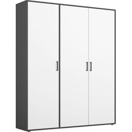 Kleiderschrank Rauch "VOYAGER Garderobe W&auml;scheschrank Schlafzimmer", grau (graumetallic, alpinwei&szlig;, griffe graumetallic), B:140cm H:194cm T:53cm, Holzwerkstoff, Schr&auml;nke, Kleiderschrank, mit 2 modernen Griffvarianten, viel Stauraum MADE IN GERMANY