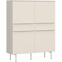 Hochkommode Tom Tailor HOME, light taupe, B:110cm H:143cm T:42cm, Holzwerkstoff, Melamin, Spanplatte, Sideboards, Highboard, Breite 110 cm,4 T&uuml;ren,2 Schubladen, viel Stauraum