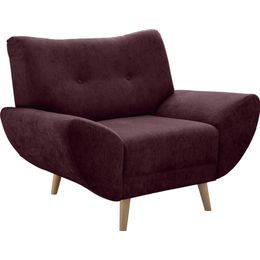 Sessel Home Affaire "Basta", bordeaux, B:111cm H:82cm T:87cm, 100% Polyester, Sessel, Sessel