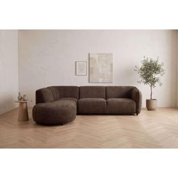 Ecksofa Home Affaire "OSTRUP Rundsofa, L-Form, Naturt&ouml;ne, Boucle oder Chenille", braun, B:273cm H:73cm T:250cm, 100% Polyester, Sofas, Ecksofa, Breite 273 cm, organische Form mit sanften Rundungen