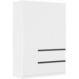 Dreht&uuml;renschrank Rauch "Kleiderschrank Schrank Garderobe COSTA in den Breiten 91/136/181 cm", alpinwei&szlig;, eingriffe graumetallic, B:136cm H:197cm T:54cm, Holzwerkstoff, Schr&auml;nke, Dreht&uuml;renschrank, viel Platz, grifflose Front und Push-to-Open Funktion MADE IN GERMANY
