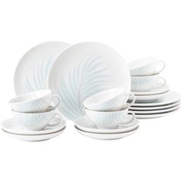 Teeservice Seltmann Weiden "Geschirr-Set, 18 Teile, Liberty Mediterranean, klein", wei&szlig; (wei&szlig;, blau), 18 Stk., Porzellan, Geschirr-Sets, Tassen, Untertassen, Teller, Made in Germany,18 Teile, f&uuml;r 6 Personen