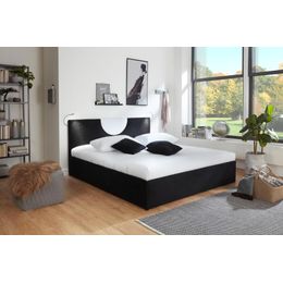Polsterbett "Pisa in verschiedenen H&auml;rtegraden und Gr&ouml;&szlig;en", schwarz, schwarz mit kontrastfarbe wei&szlig;, B:210cm L:210cm, Bezug 100% Polyester- pflegeleicht, Polsterung: Polsterwatte, Material Gestell: gepolsterter Holzwerkstoff, , Westfalia Schlafkomfort, Betten, Polsterbett, wahlweise mit oder ohne Bettkasten