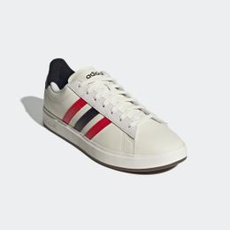 Sneaker adidas Sportswear "GRAND COURT 2.0", Herren, Gr. 43, wei&szlig; (sanftes wei&szlig;, better scarlet, core schwarz), Leder, Synthetik, Schuhe Sneaker, Design auf den Spuren des adidas Superstar