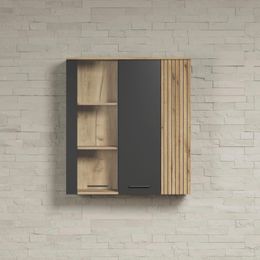 H&auml;ngevitrine Home Affaire "Estepona", anthrazit mit coast evoke oak, B:90cm H:99cm T:34cm, FSC-zertifizierter Holzwerkstoff, Schr&auml;nke, T&uuml;r mit Akustikpaneel-Look