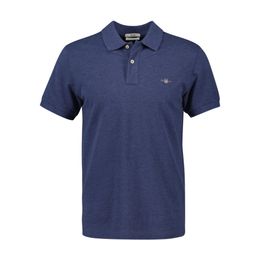 Poloshirt Gant "SLIM SHIELD SS PIQUE POLO", Herren, Gr. XXL, blau (schwarz jeansblau melange), Obermaterial: 100% Baumwolle, unifarben, slim fit h&uuml;ftlang, hoch geschlossener Ausschnitt, Rippb&uuml;ndchen, Shirts, mit Logostickerei auf der Brust