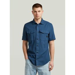 G-Star Raw Langarmshirt G-STAR "Marine Slim Hemd", Herren, Gr. L, rank blau gd, Obermaterial: 50% Baumwolle, 50% Baumwolle, Shirts Langarmshirt