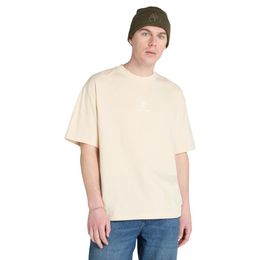 T-Shirt Timberland "HAMPTHON Tonal Stack Logo Tee", Herren, Gr. S, beige (natur), Obermaterial: 100% Baumwolle, Rundhals, Shirts T-Shirt