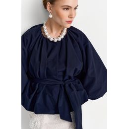 Blusenjacke RICHROYAL, Damen, Gr. 42, midnight blau, Web, Obermaterial: 65% Baumwolle, 35% Polyamid, gepflegt, unifarben, bequem h&uuml;ftbedeckend, Rundhals, weit, Jacken Blusenjacke, im Kimono-Stil mit breitem Bindeg&uuml;rtel, weite Form, 3/4 &Auml;rmel